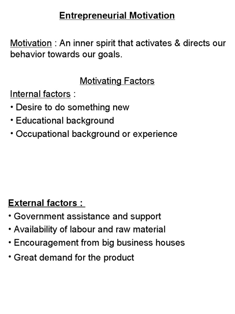 Entrepreneurial Motivation | PDF