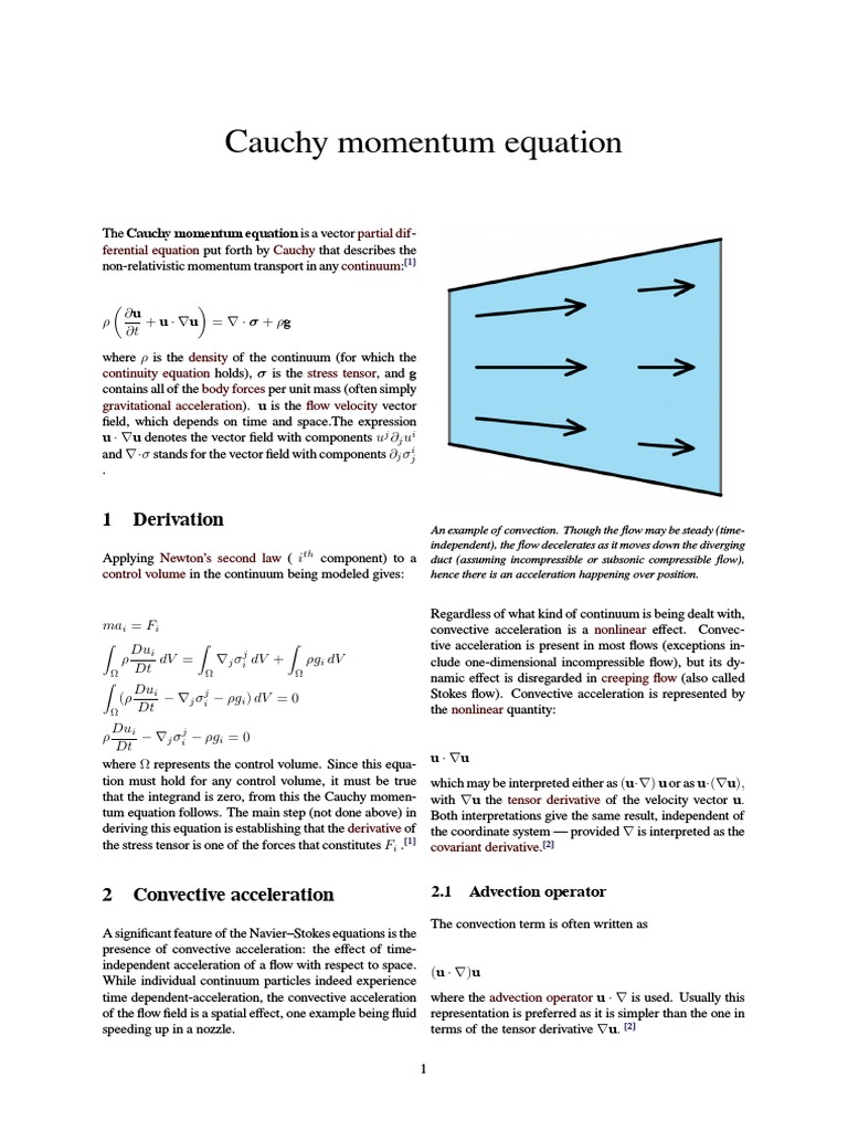 Cauchy Momentum Equation | PDF | Navier–Stokes Equations | Stress ...