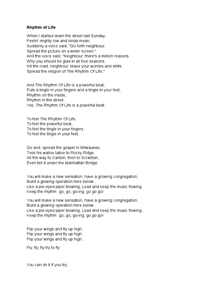 Rhythm of Life Lyrics | PDF