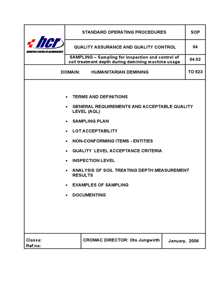 SOP inspection.pdf | Quality Assurance | Arithmetic Mean