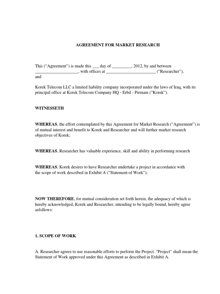 Market Research Agreement | Law Of Agency | Field Research