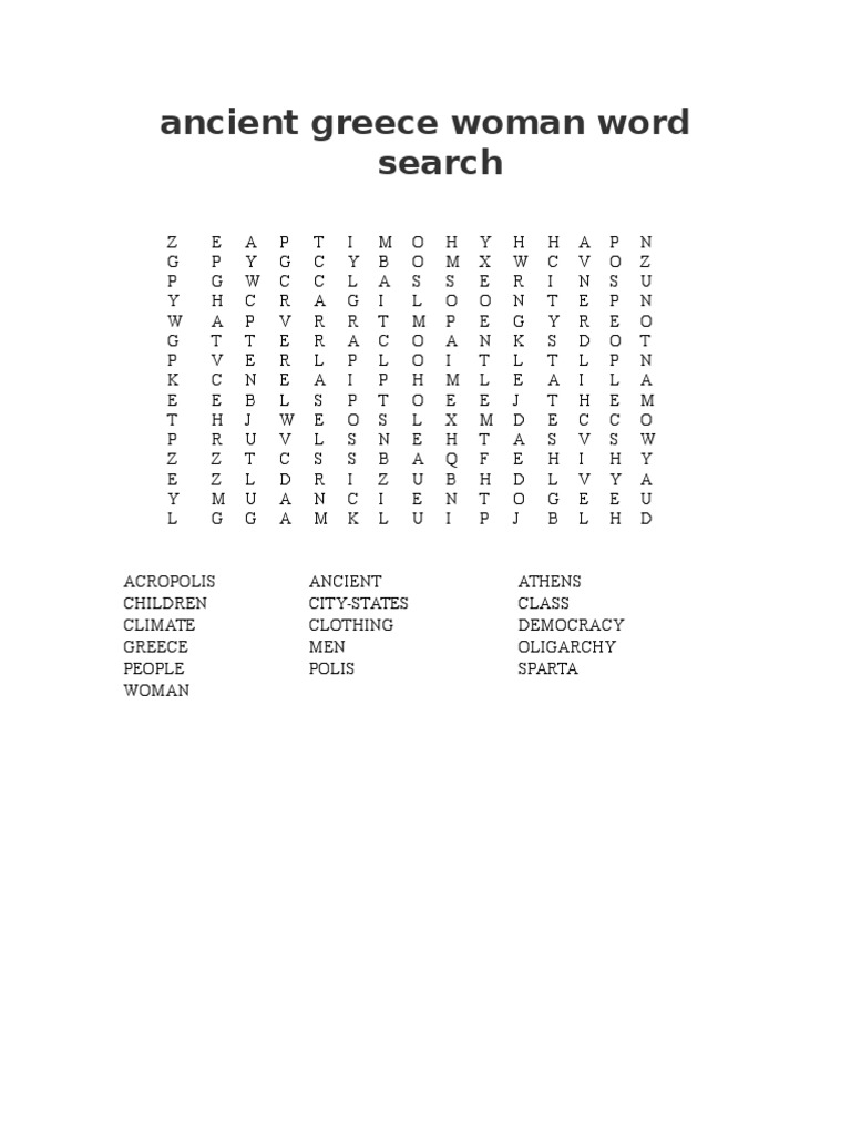 Ancient Greece Women Word Search | PDF