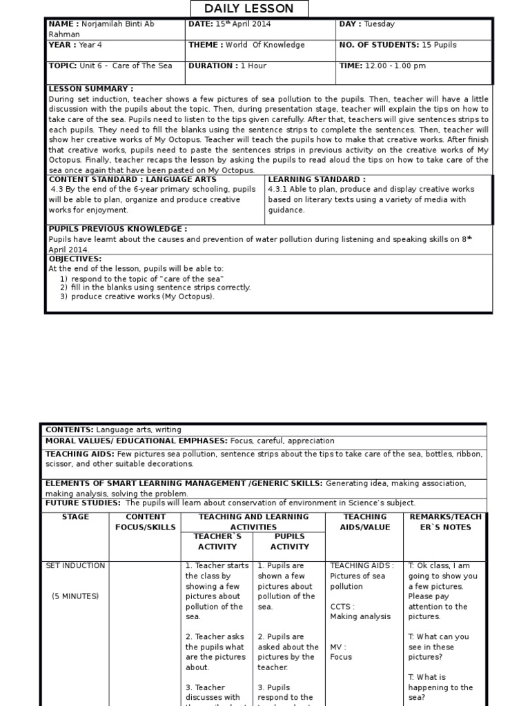 Creative Octopus Lesson Plan | PDF | Lesson Plan | Teachers