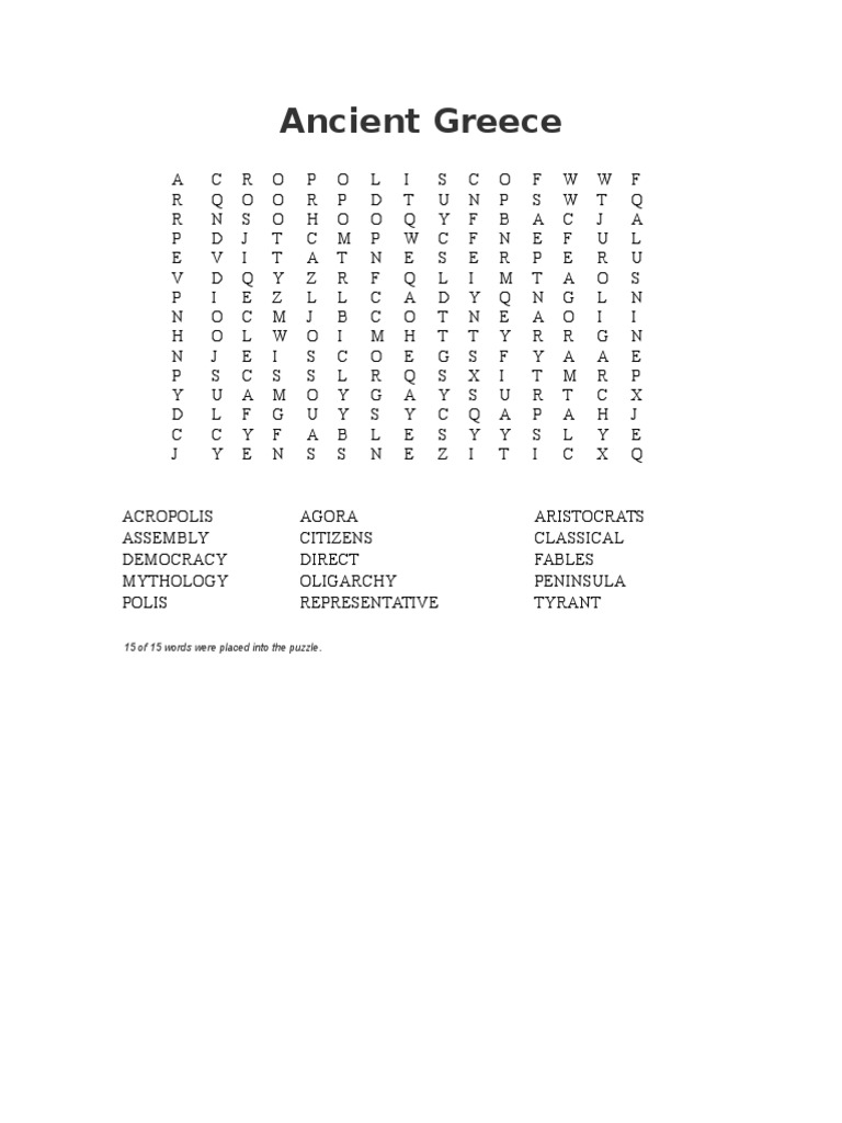 Ancient Greece: Key Terms Puzzle | PDF
