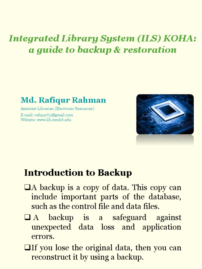 A Comprehensive Guide to Backing Up and Restoring the Integrated ...