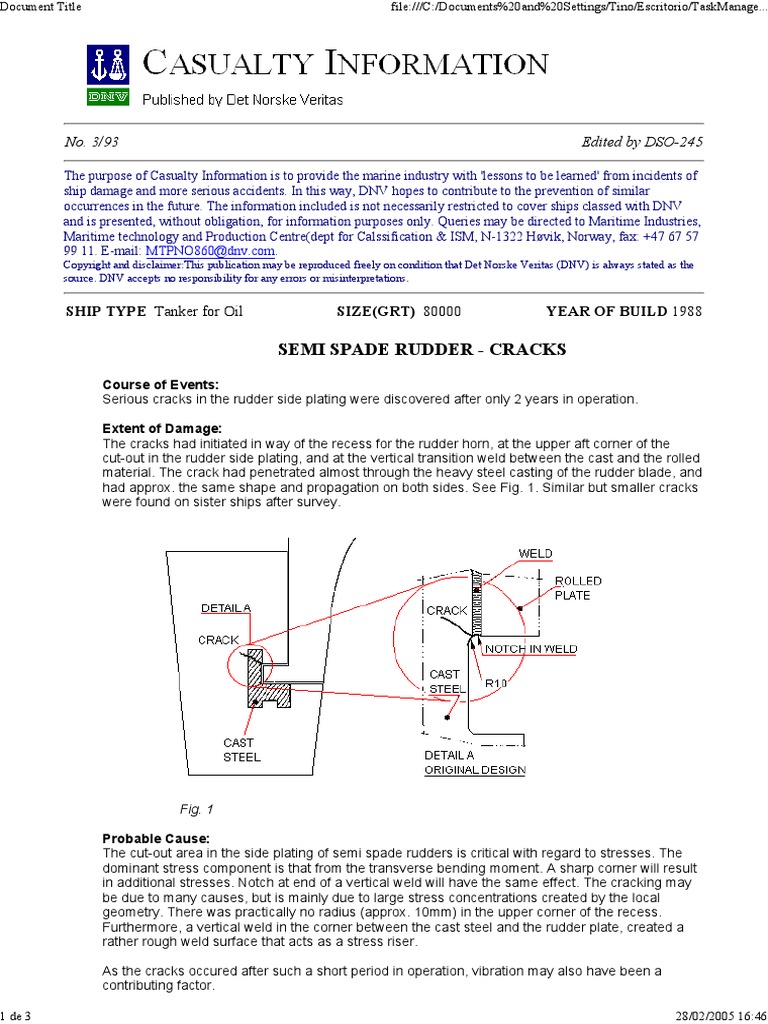 Semi Spade Rudder Cracks | PDF | Stress (Mechanics) | Ships