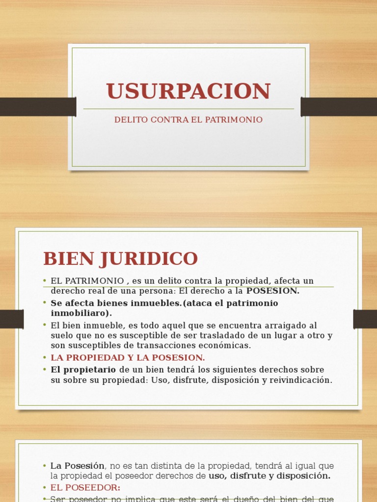 USURPACION | PDF | Posesión (Ley) | Propiedad