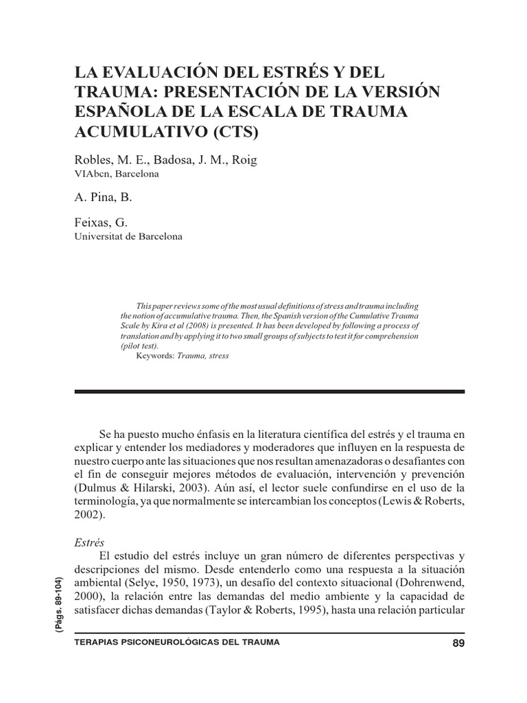 La Evaluación Del Estrés y Del Trauma_Presentación de La Versión ...