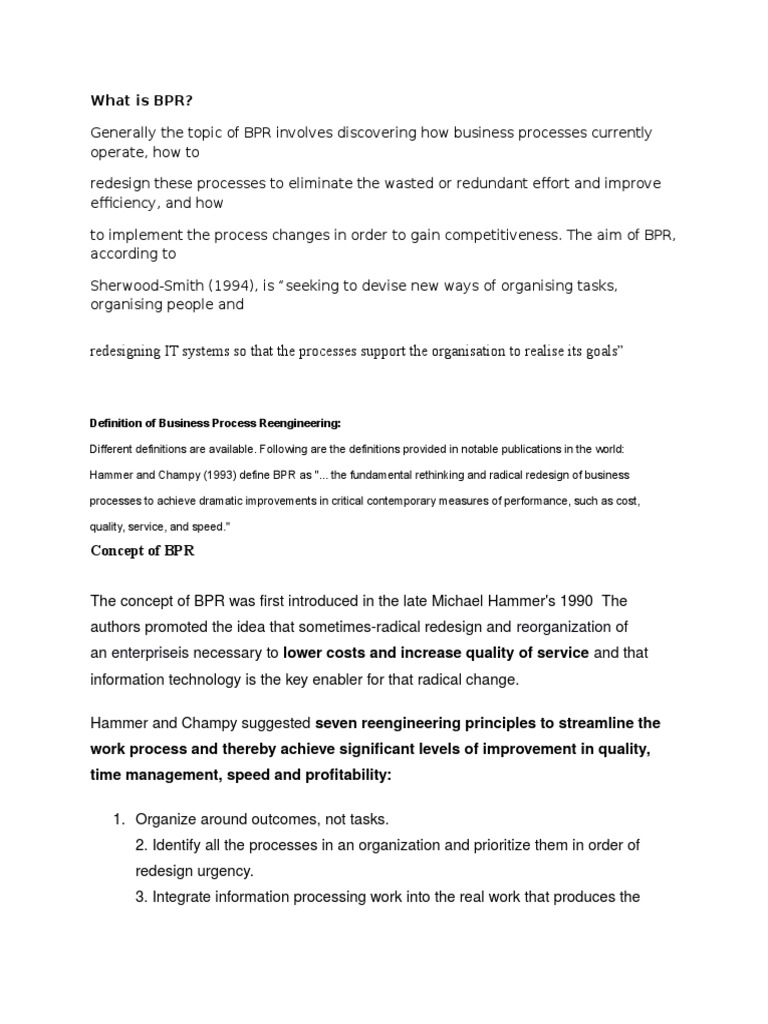 What Is BPR? | PDF | Business Process | Emergence