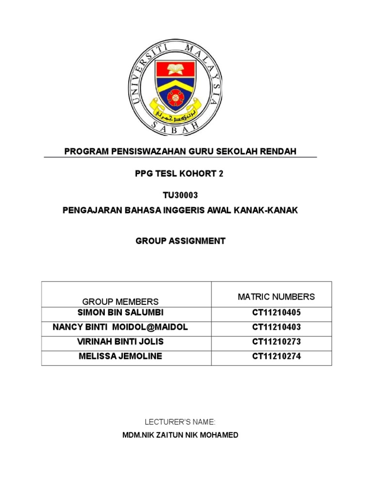 Group Members Matric Numbers: MDM - Nik Zaitun Nik Mohamed | PDF