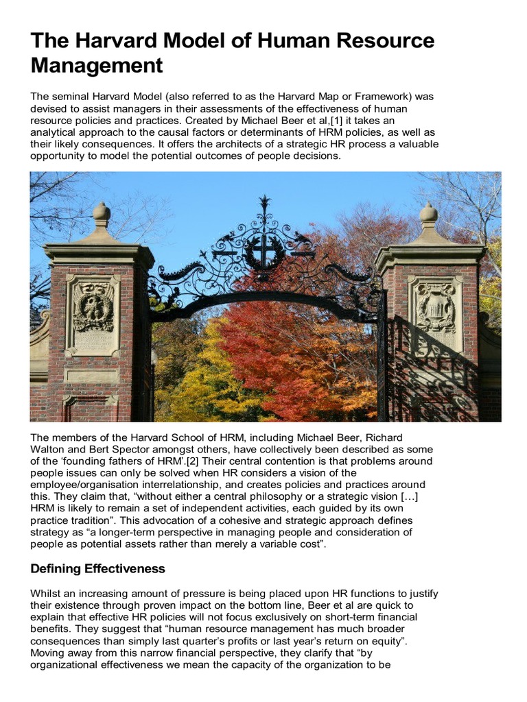 The Harvard Model of Human Resource Management | PDF | Human Resource ...