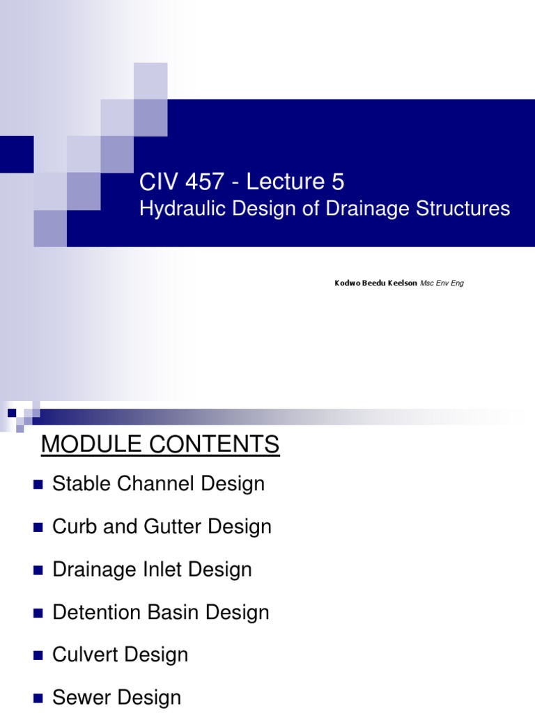 Lecture 4 Hydraulic Design of Drainage Structures | PDF | Drainage ...