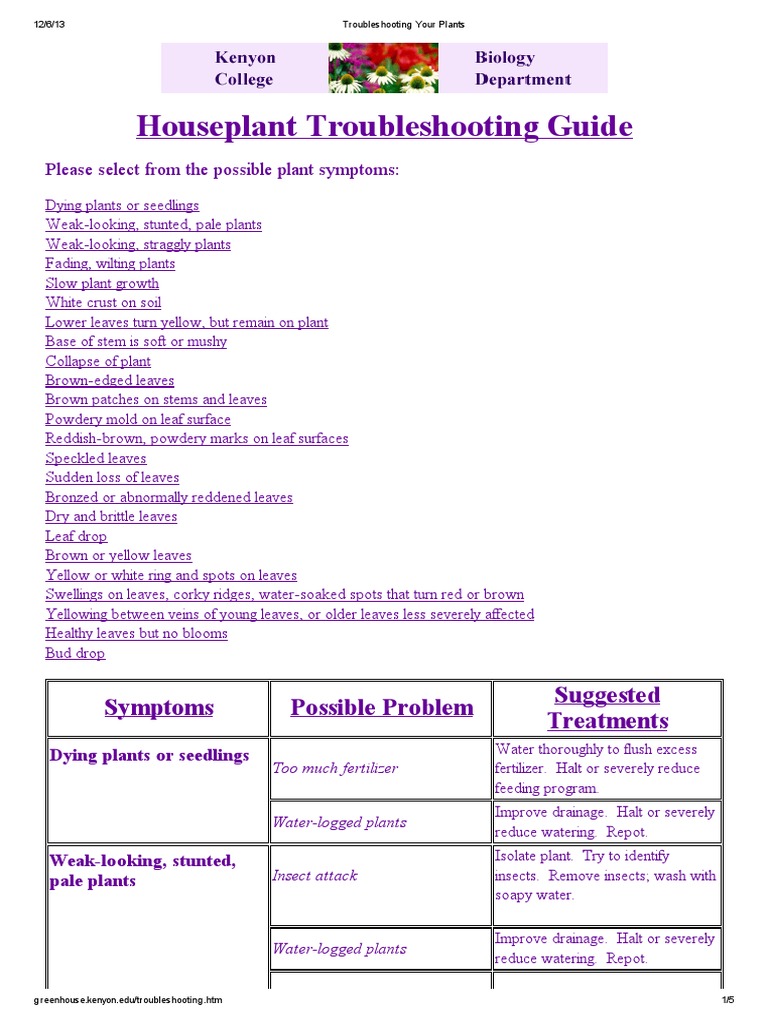 Troubleshooting Your Plants | PDF | Houseplant | Fertilizer