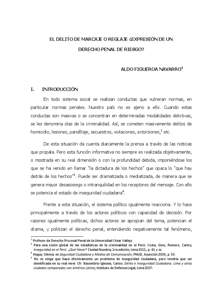 ANÁLISIS DEL DELITO DE MARCAJE O REGLAJE COMO EXPRESIÓN DE UN DERECHO ...
