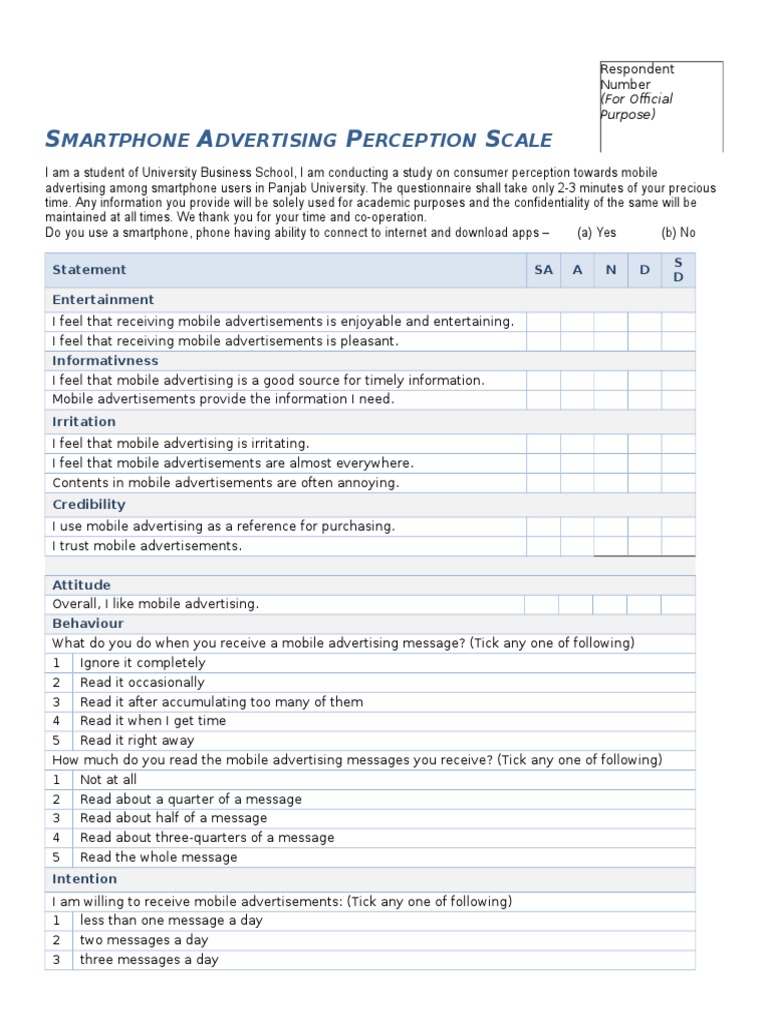 Smartphone Advertising Perception Scale | PDF | Smartphone | Advertising
