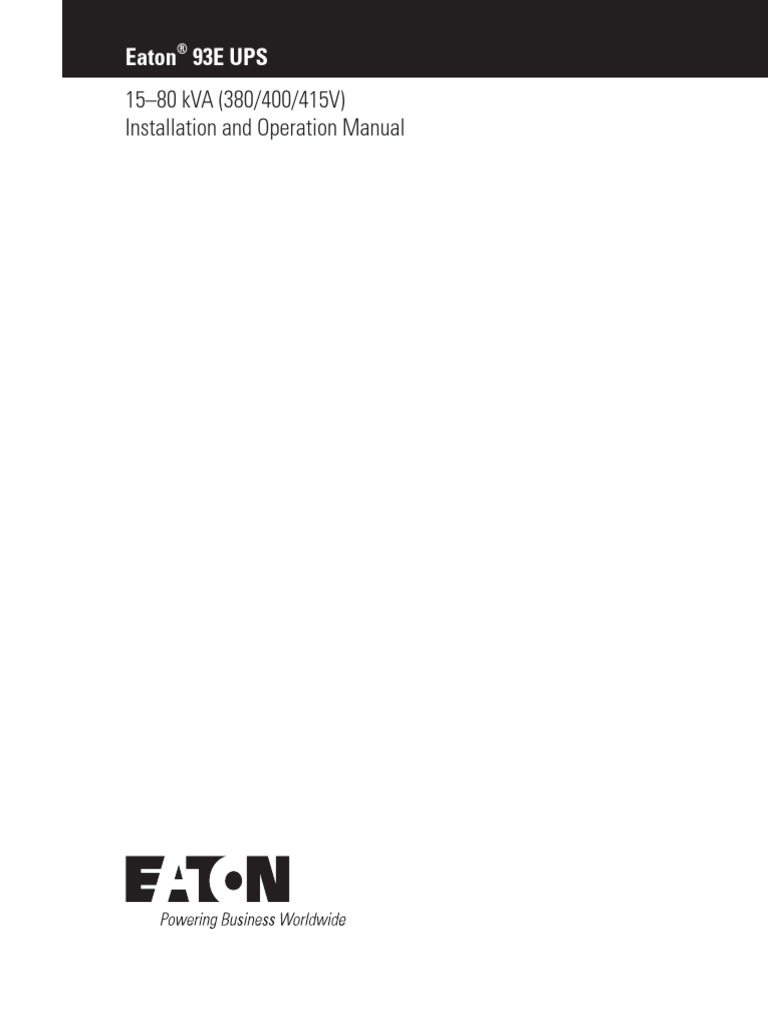 Eaton 93E-15-80 KVA Manual | PDF | Electrical Wiring | Power (Physics)
