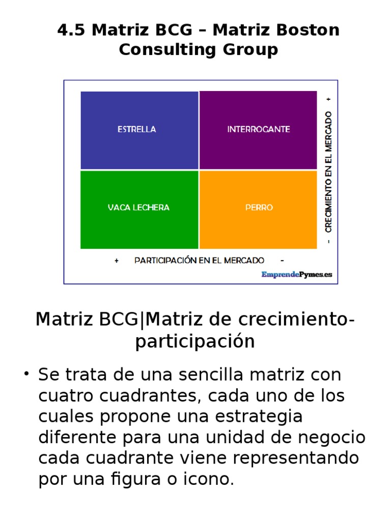 Matriz BCG Matriz Boston Consulting Group | PDF | Ciencias económicas ...