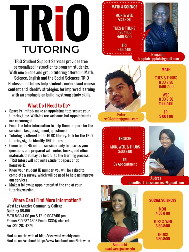 TRiO Tutoring Schedule & Services | PDF | Career & Growth | Foreign ...