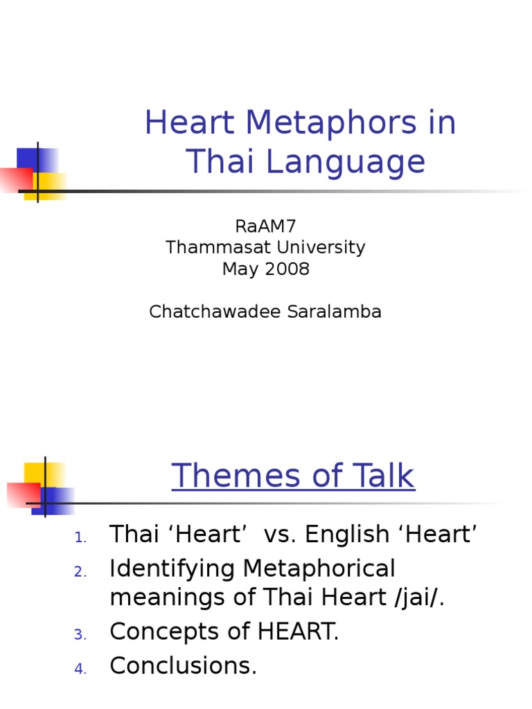 Heart Metaphors in Thai | PDF | Metaphor | Linguistics