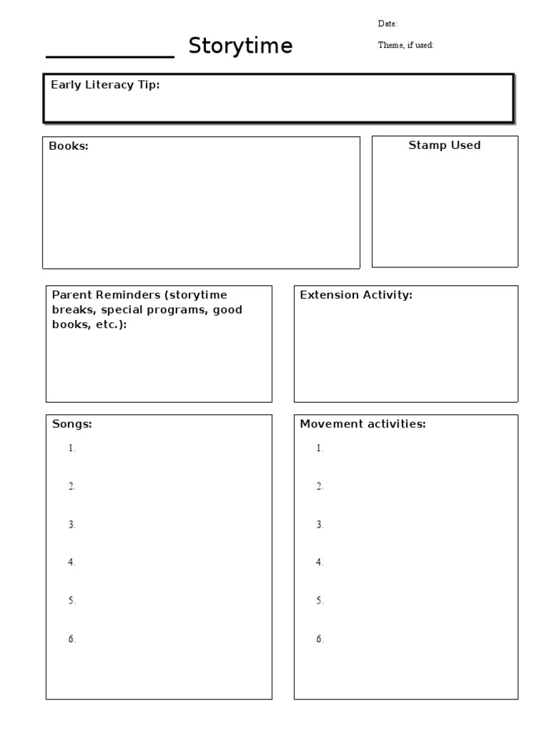 Storytime Planning Template | PDF