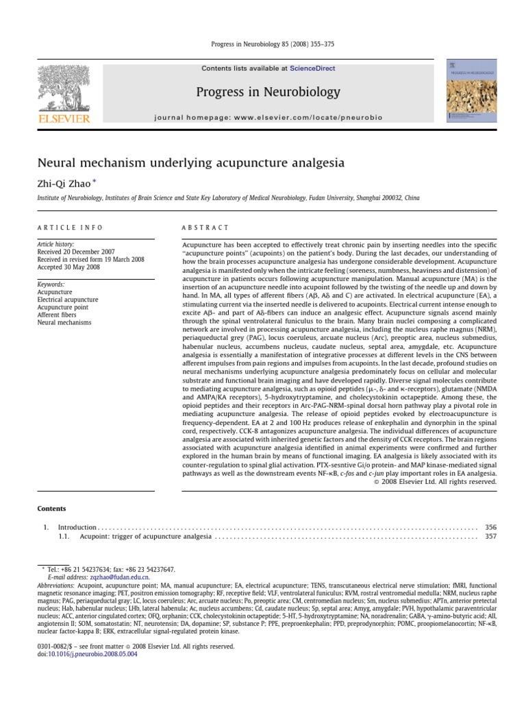 Neural Mechanism of Acupuncture | PDF | Acupuncture | Chemical Synapse
