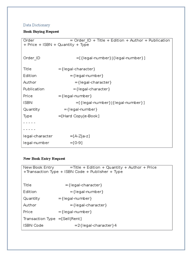 Data Dictionary: Book Buying Request | PDF | Information Retrieval ...