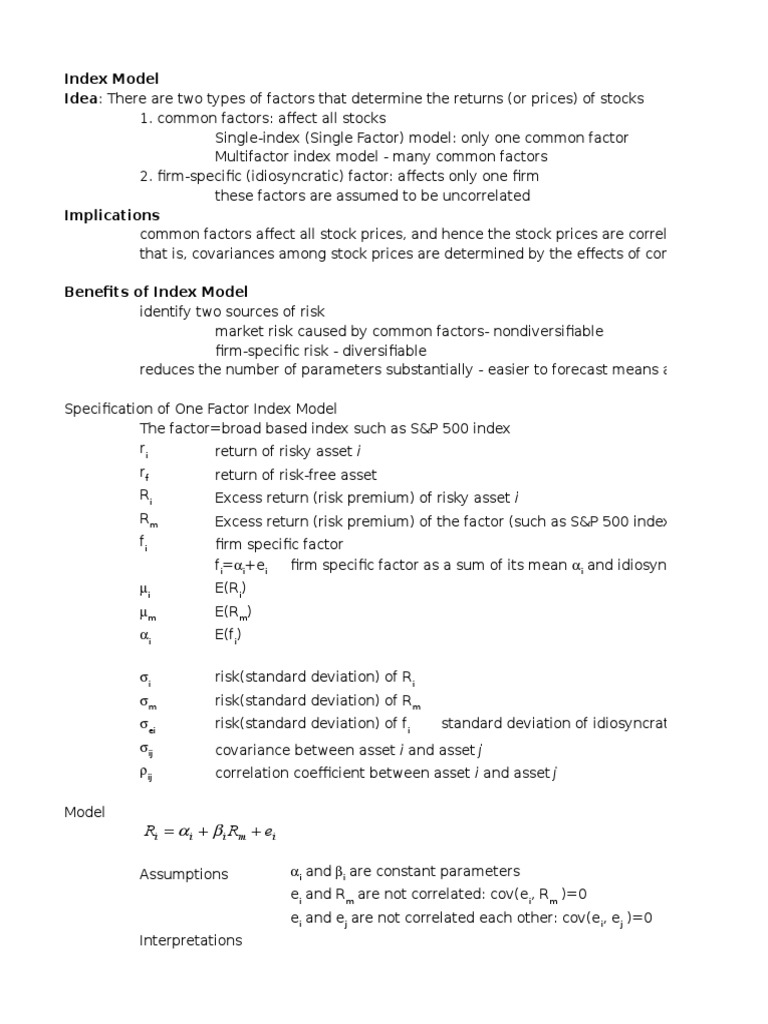 03 Index Model | PDF | Errors And Residuals | Beta (Finance)