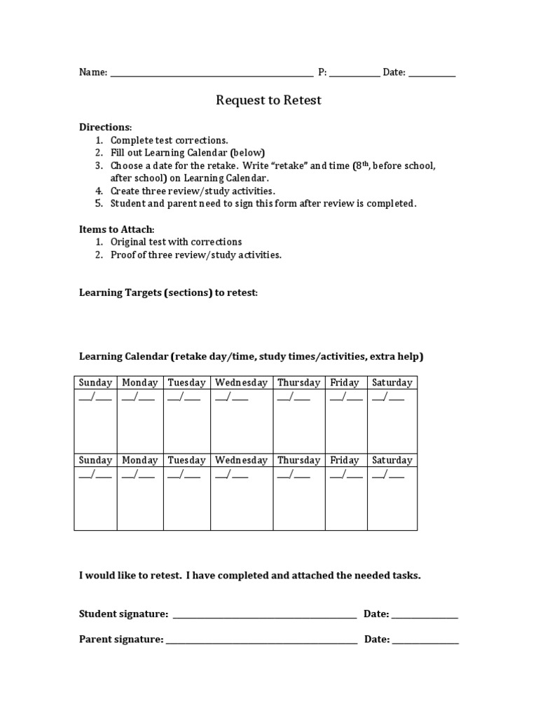 Retest Request | PDF | Career & Growth