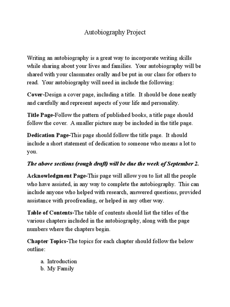 Autobiography Project Guidelines | PDF