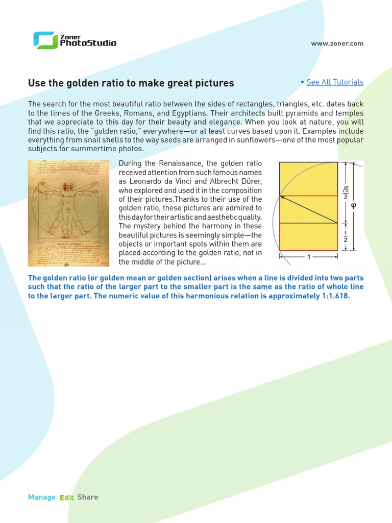 Tutorial Golden Ratio | PDF | Paintings
