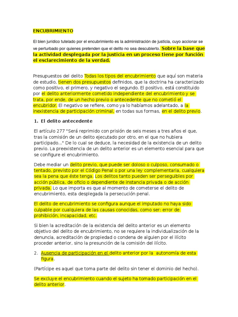 ENCUBRIMIENTO | PDF | Delito | Intención (Derecho Penal)