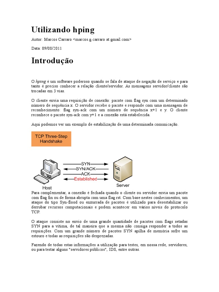 HPING - Utilizando HPing | PDF | Modelo cliente – Servidor | Servidor ...