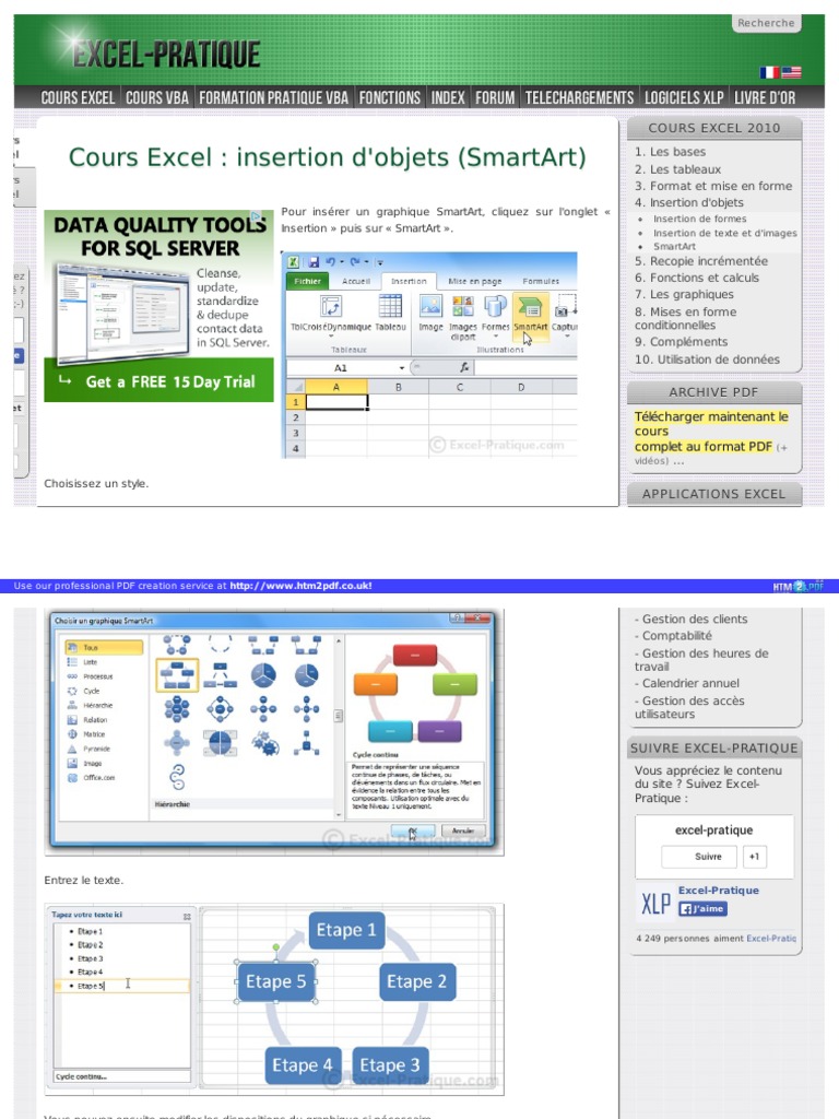 HTTP WWW Excel Pratique Com FR Cours Excel Insertion Smartart PHP | PDF | Art | Technologie et ...