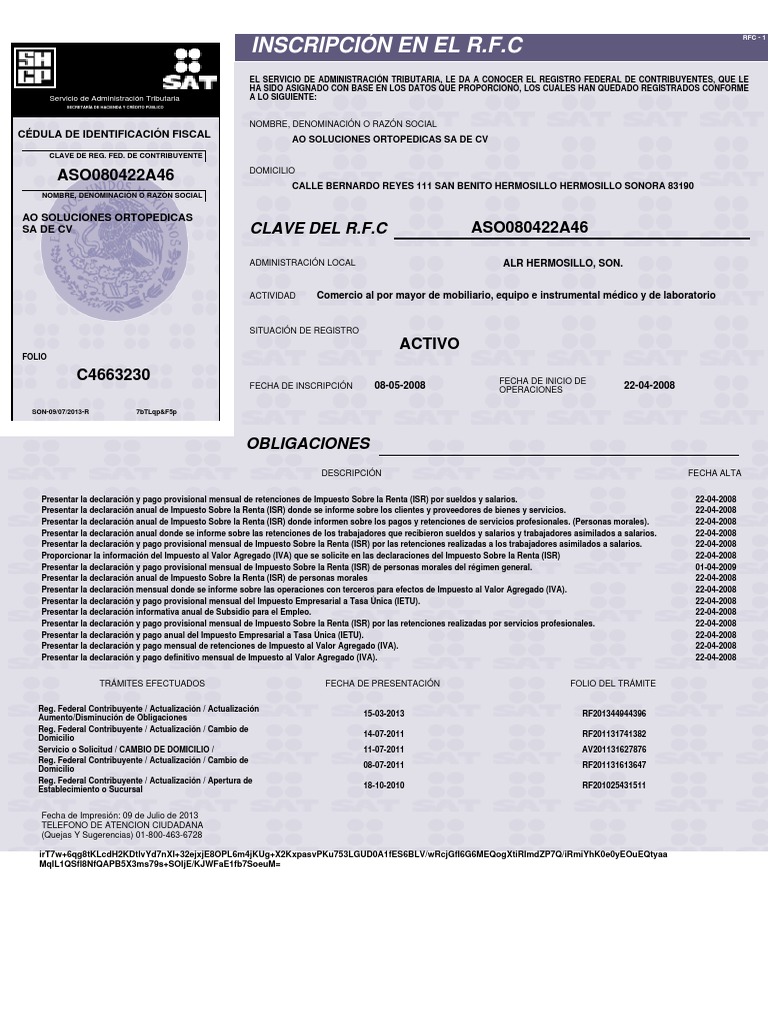 Cedula de Identificacion Fiscal.pdf | Impuesto sobre la renta | Impuestos