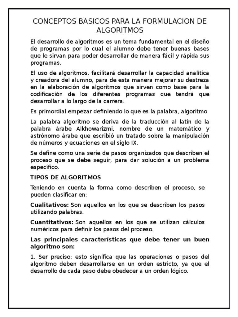 Conceptos Basicos de Algoritmos | PDF | Algoritmos | Lenguaje de programación