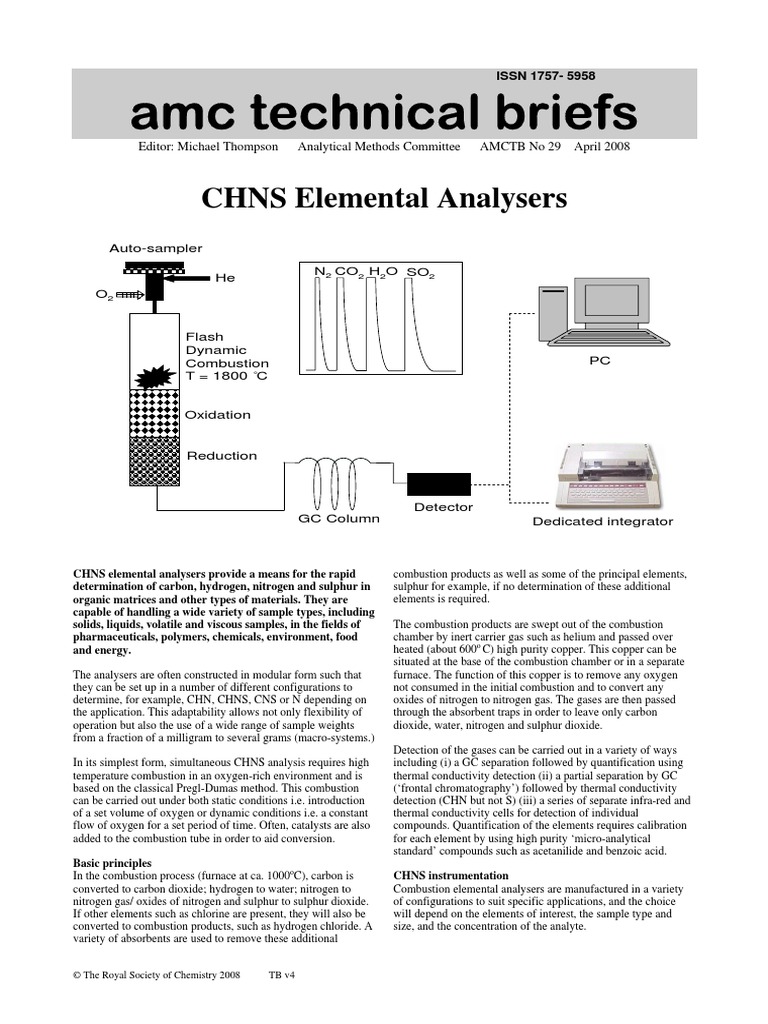 CHNS Elemental Analysers Technical Brief 29 Tcm18 214833 | PDF ...