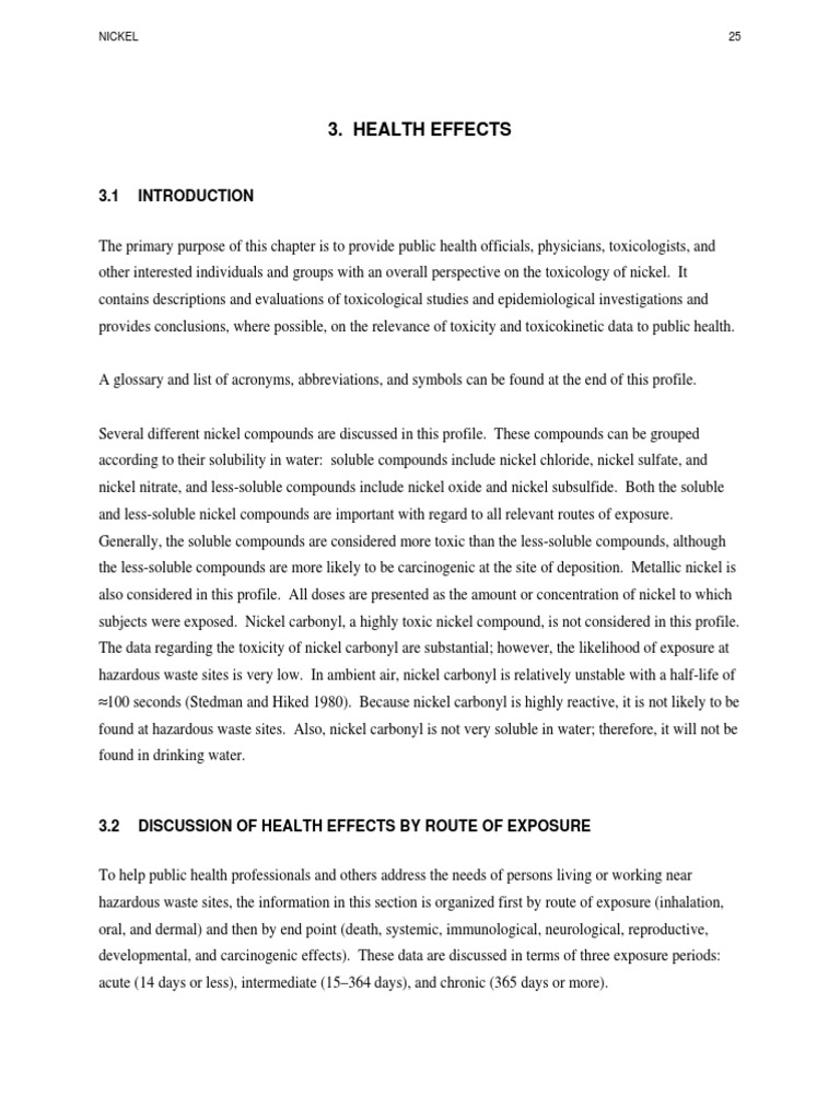 Health Effects: Nickel 25 | PDF | Nickel | Toxicity