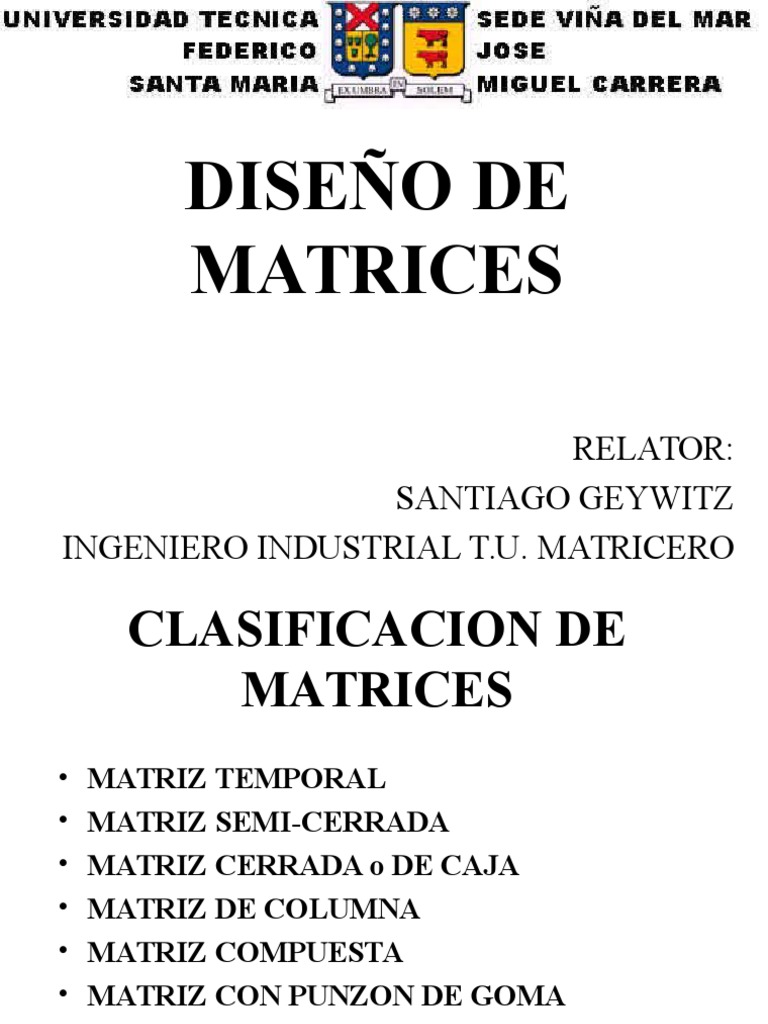 Diseño de Matrices y Tipos de Matricería | PDF