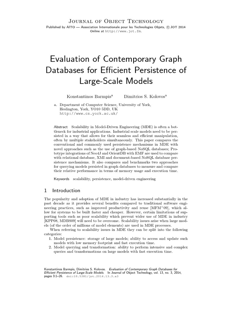 Evaluation of Contemporary Graph Databases For Efficient Persistence of Large-Scale Models | PDF ...
