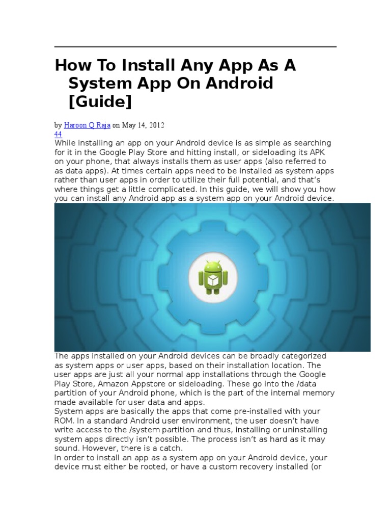 How To Install Any App As A System App On Android | PDF | Mobile App ...