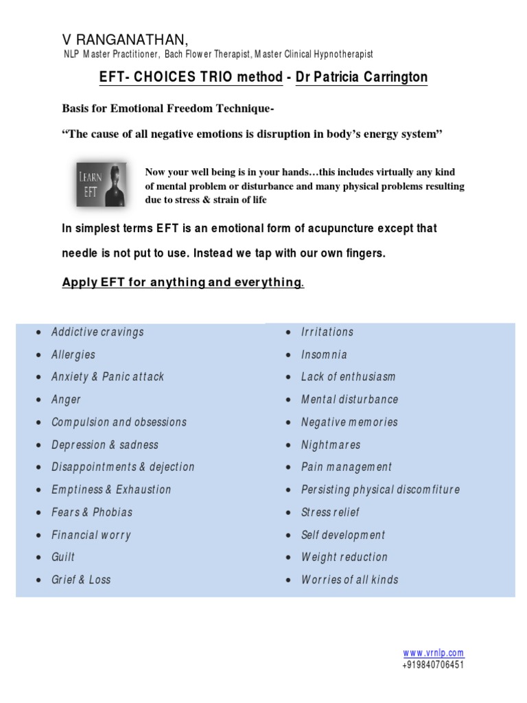 EFT-CHOICES TRIO Method - DR Patricia Carrington: V Ranganathan | PDF ...