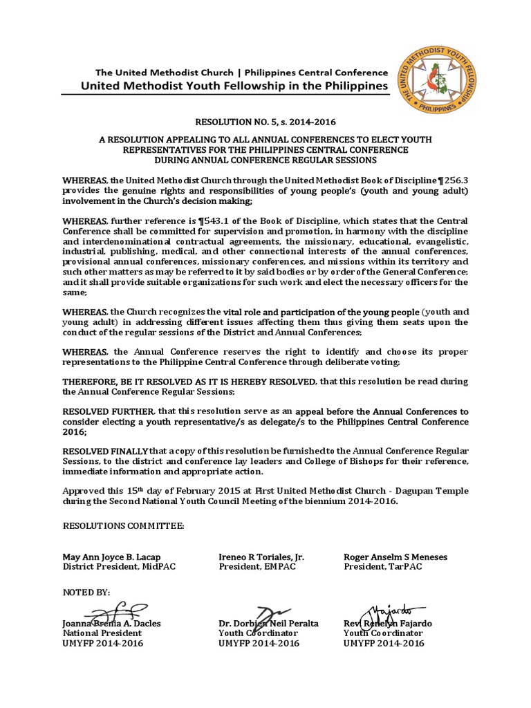 2nd NYCM Resolution - PCC Delegate | PDF | United Methodist Church ...