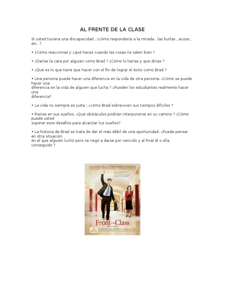 Guía de Análisis Pelicula Al Frente de La Clase | PDF
