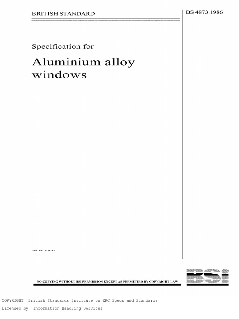 Bs4873 - Specification For Aluminium Alloy Windows | PDF