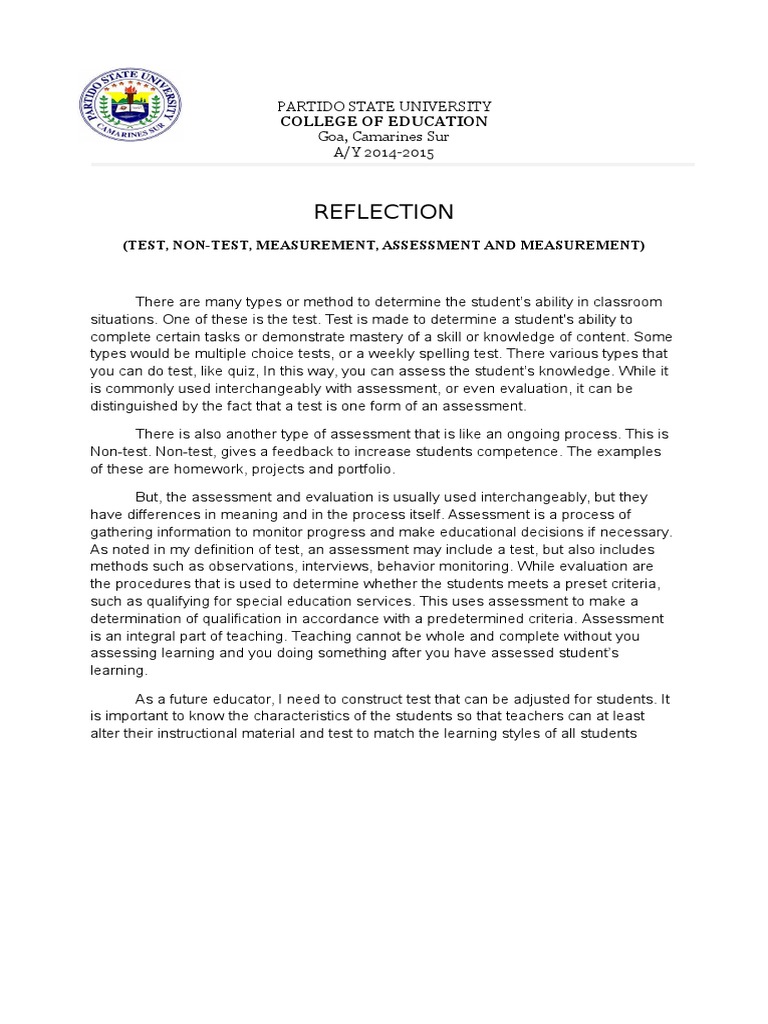 Reflection: College of Education | PDF | Educational Assessment | Expert