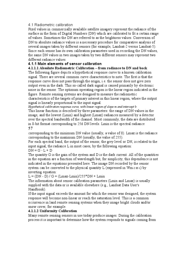 Radiometric Calibration in Remote Sensing | PDF | Sensor | Remote Sensing