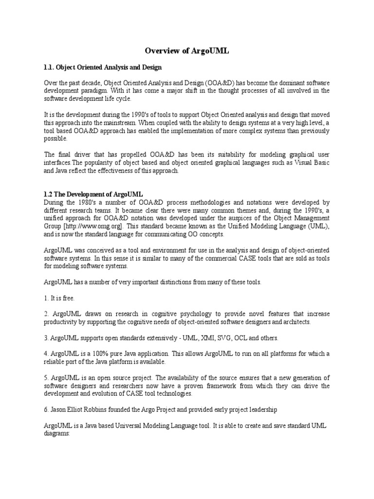 Origins and Overview of ArgoUML | PDF | Object Oriented Programming | Unified Modeling Language