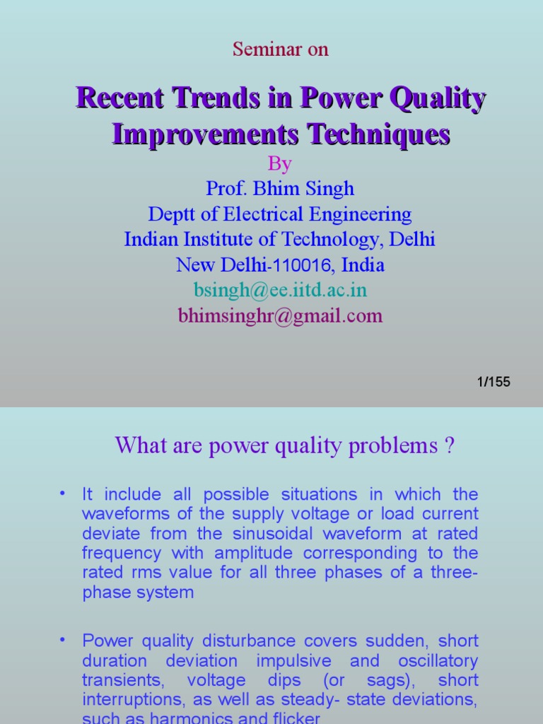 Recent Trends in Power Quality Improvements Techniques | PDF | Electric ...