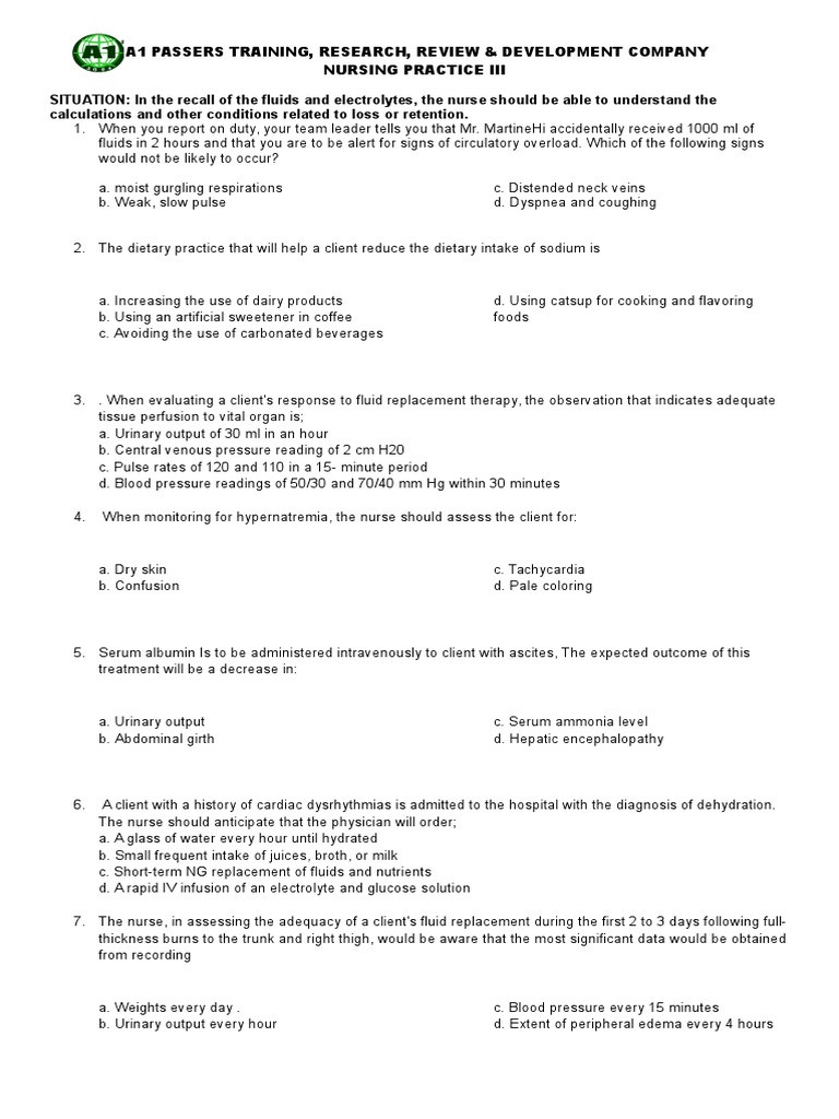 Pnle July 2013 DX Test (Np3) III ANSWER PRINT | PDF | Diabetes Mellitus ...