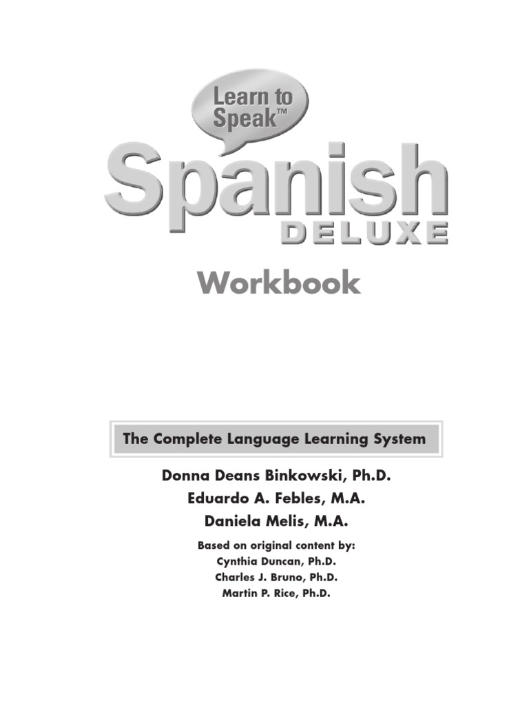 Learn to Speak Spanish - Workbook | Grammatical Tense | Verb